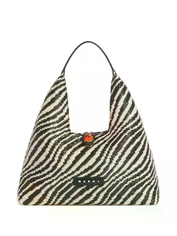 Marni Raffia Effect Top Handle Bag - Black