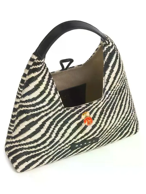 Marni Raffia Effect Top Handle Bag - Black