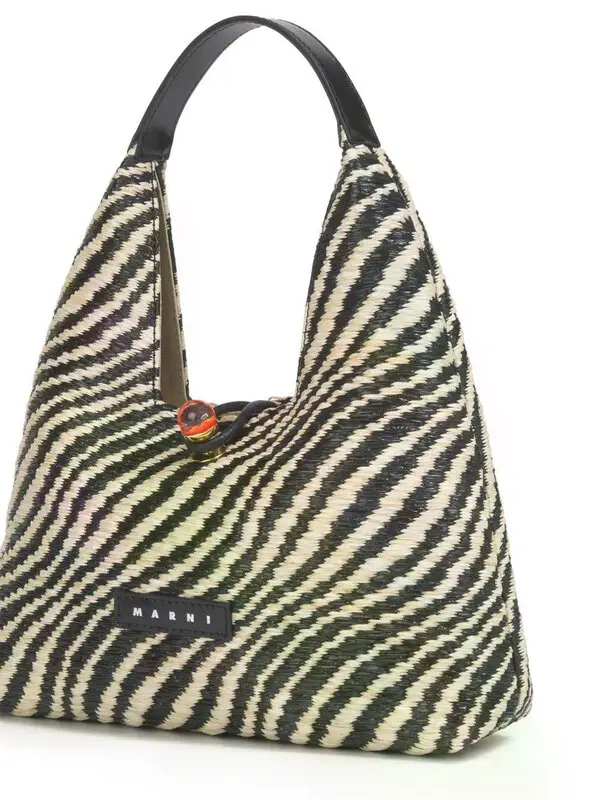 Marni Raffia Effect Top Handle Bag - Black
