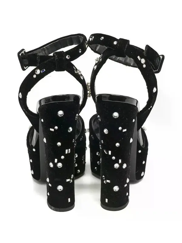 GIUSEPPE ZANOTTI Velvet Embellishment Platform Sandals