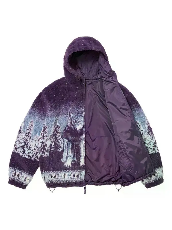 Supreme Reversible Hooded Fleece Jacket With Drawstring Hem - Purple