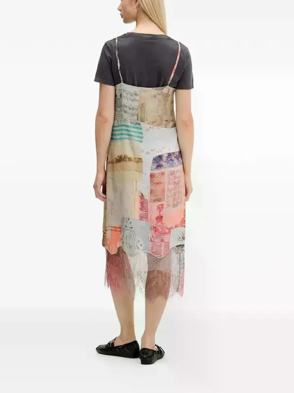 Desigual Patchwork Lace Hem Midi Dress