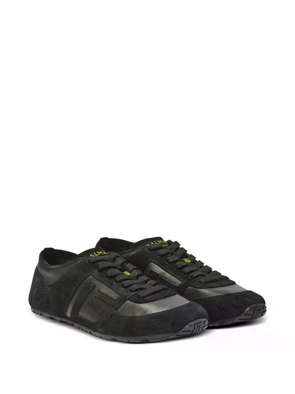 Balmain Racer Lambskin And Suede Trainers - Black