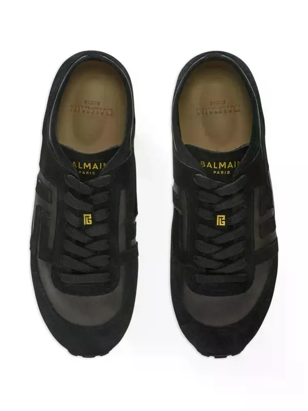 Balmain Racer Lambskin And Suede Trainers - Black