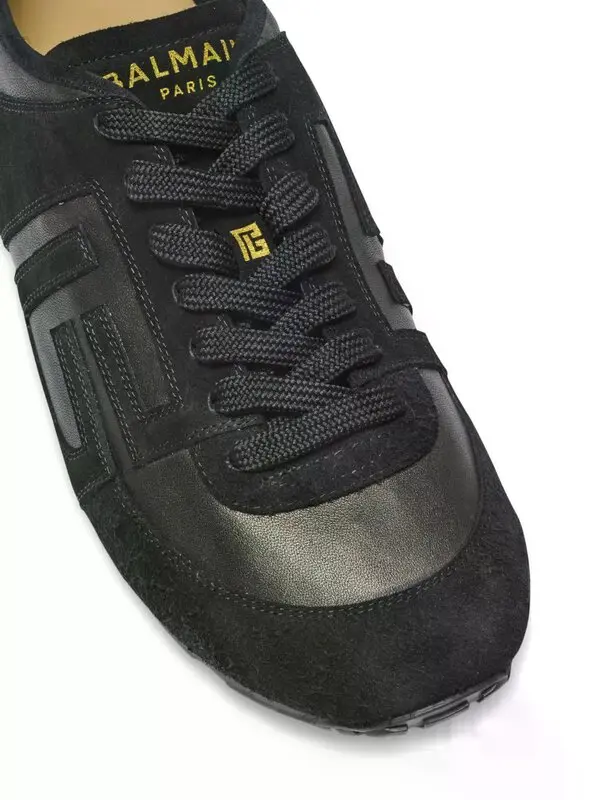 Balmain Racer Lambskin And Suede Trainers - Black