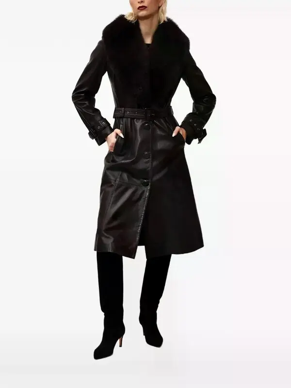 POCHE PARIS Belted Single-breasted Mid-length Coat