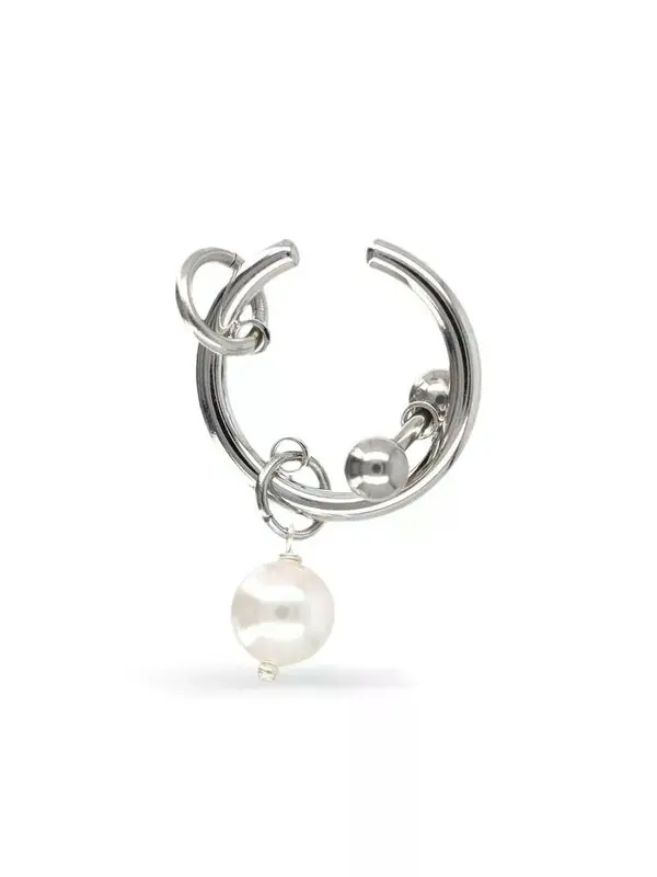 JUSTINE CLENQUET Betsy Pearl Drop Earcuff - Silver