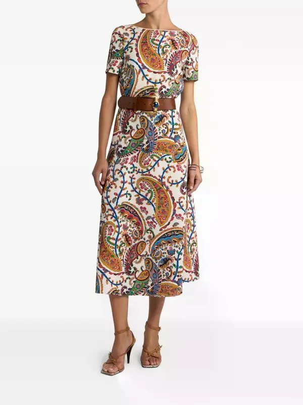 Etro Paisley-print Midi Dress - Neutrals