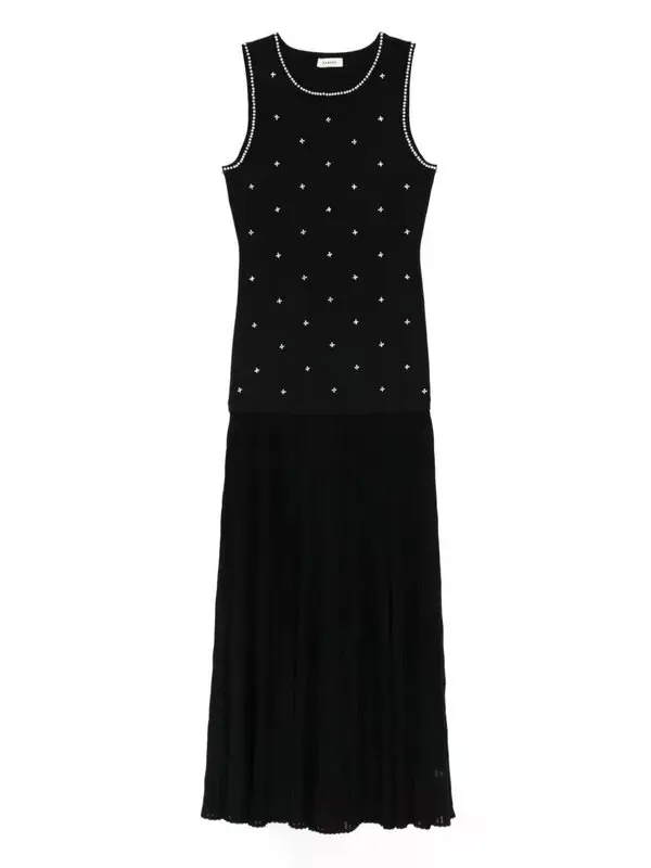 Sandro Rhinestone Flower Print Maxi Dress