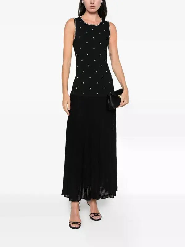 Sandro Rhinestone Flower Print Maxi Dress