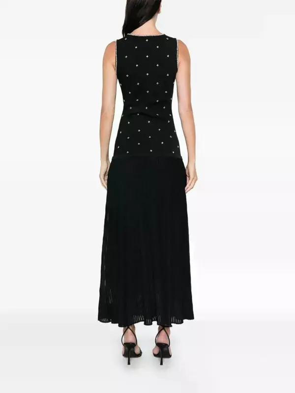 Sandro Rhinestone Flower Print Maxi Dress