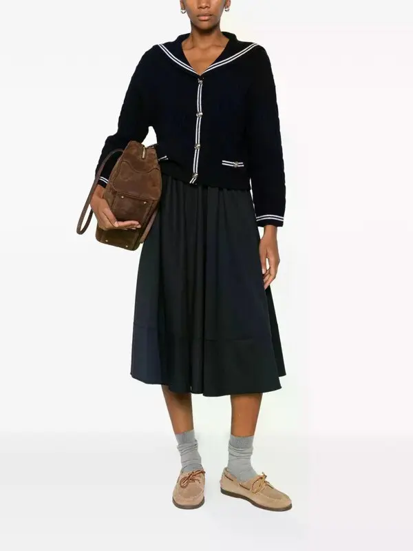 Maje Cable-knit Sailor-collar Cardigan - Blue