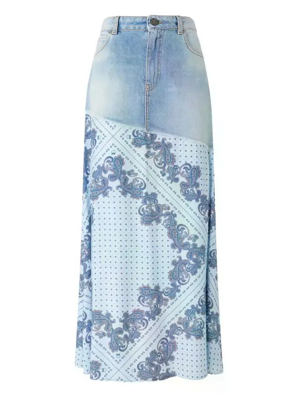 Pinko Paisley Print Midi Skirt - Blue