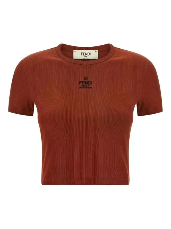 Fendi Logo-embroidered T-shirt - Brown