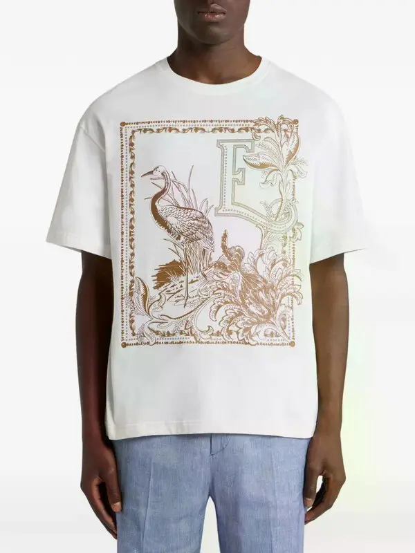 Etro Cotton T-shirt With Placed Print