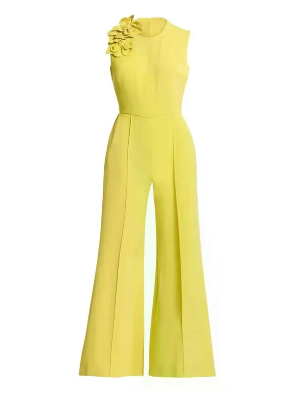 Elie Saab Flower-appliqué Jumpsuit - Yellow