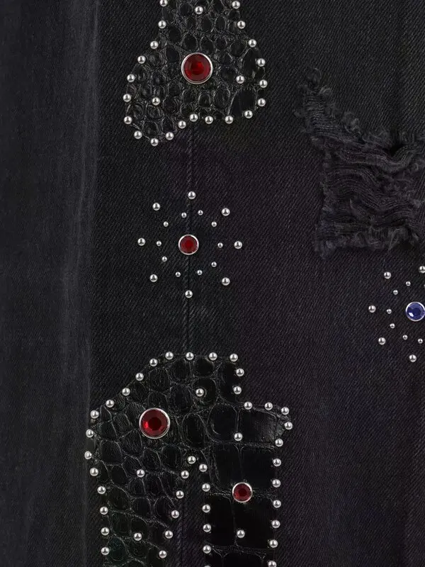 Amiri Studded Ripped Wide-leg Jeans - Black