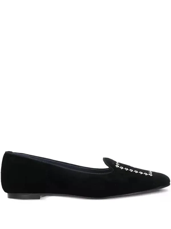 CastaÑer Floral-embroidery Velvet Loafers