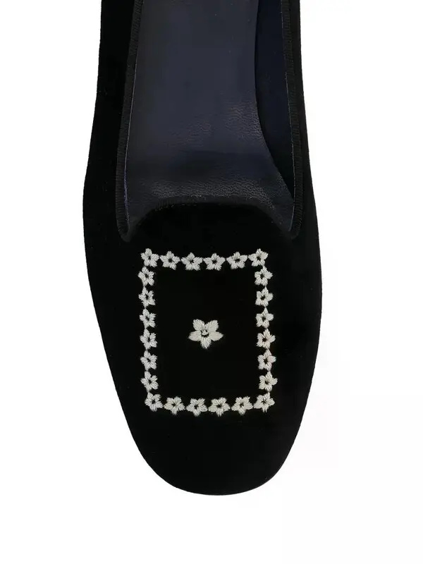 CastaÑer Floral-embroidery Velvet Loafers
