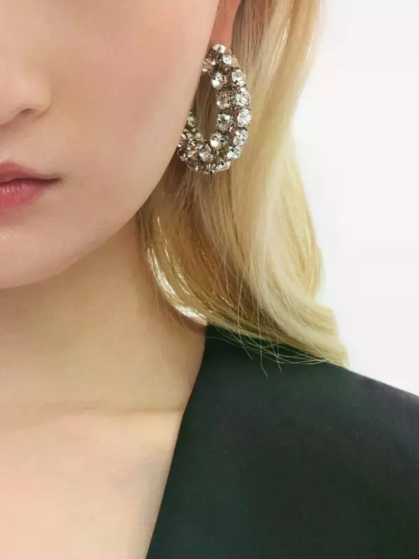 AREA Crystal Embellished Hoop Earrings