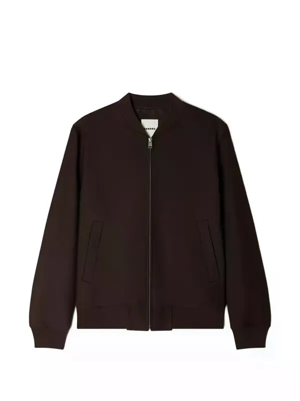 Sandro Zip-up Virgin Wool Jacket - Brown
