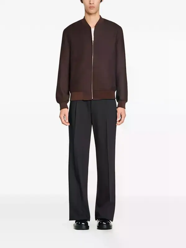 Sandro Zip-up Virgin Wool Jacket - Brown
