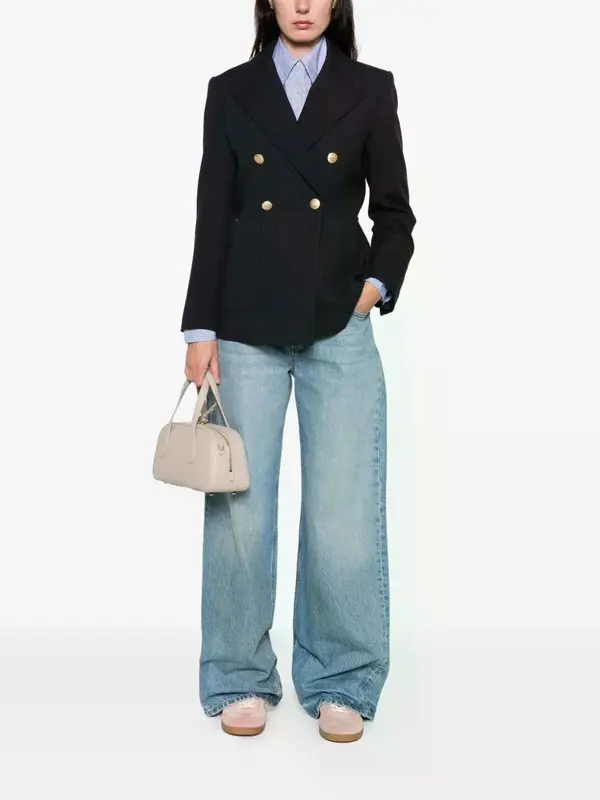 Sandro Double-breasted Wool Blazer - Blue