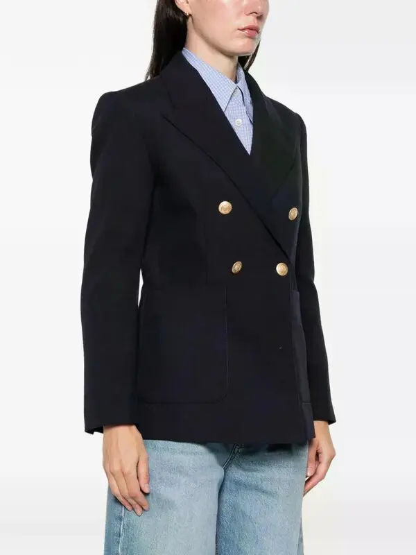 Sandro Double-breasted Wool Blazer - Blue