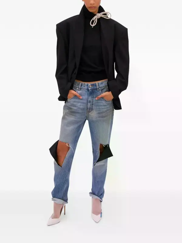 AREA Crystal-knot Turtleneck Sweater - Black