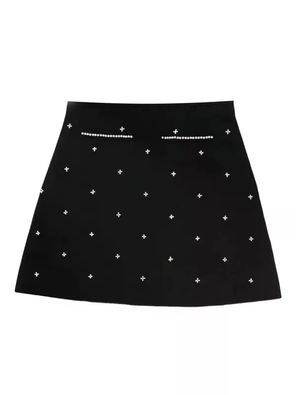 Sandro Rhinestone Embellished Knit Mini Skirt