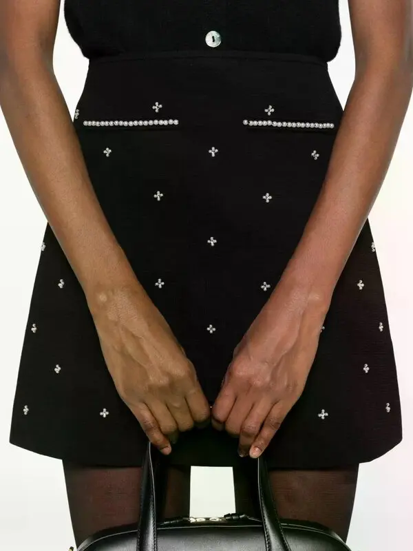 Sandro Rhinestone Embellished Knit Mini Skirt