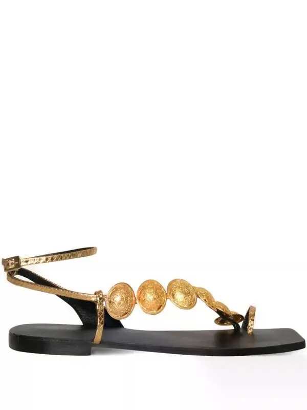 Johanna Ortiz Dazzling Crest Medallion-detail Sandals - Black