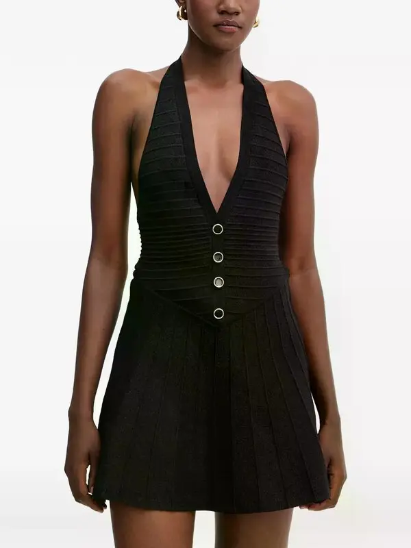 Retrofete Cinzia Button-detail Mini Dress - Black