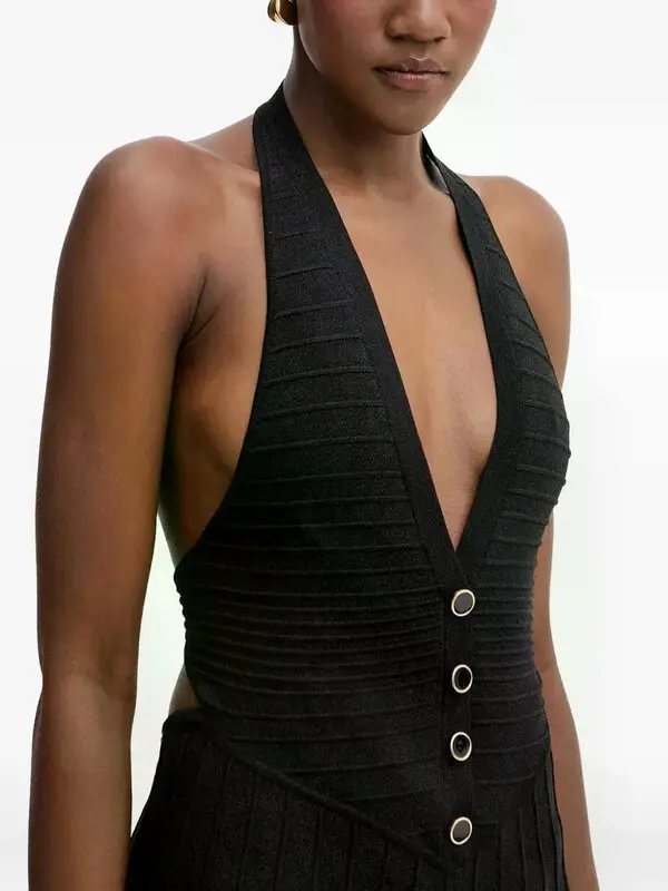 Retrofete Cinzia Button-detail Mini Dress - Black