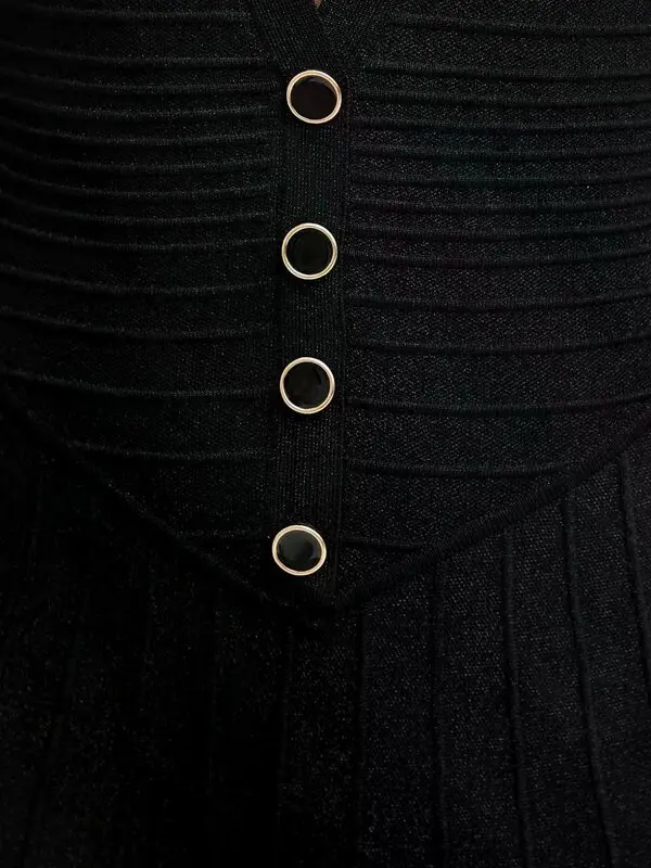 Retrofete Cinzia Button-detail Mini Dress - Black