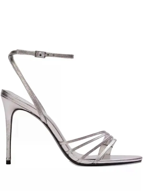 BLACK SUEDE STUDIO Ella Metallic Multi-strap Sandals - Silver