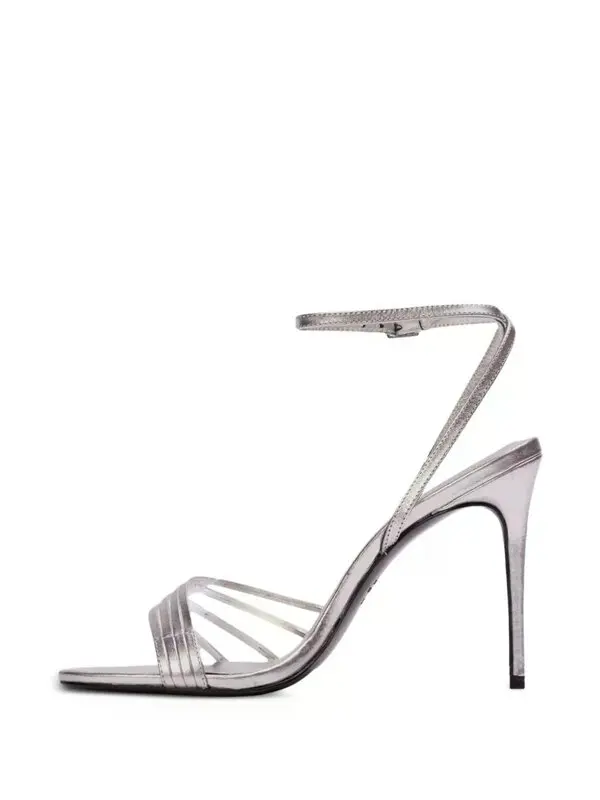 BLACK SUEDE STUDIO Ella Metallic Multi-strap Sandals - Silver