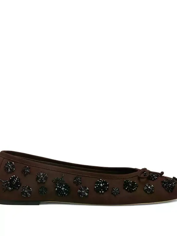 STUART WEITZMAN Prima Bow Embellished Ballet Flat - Brown