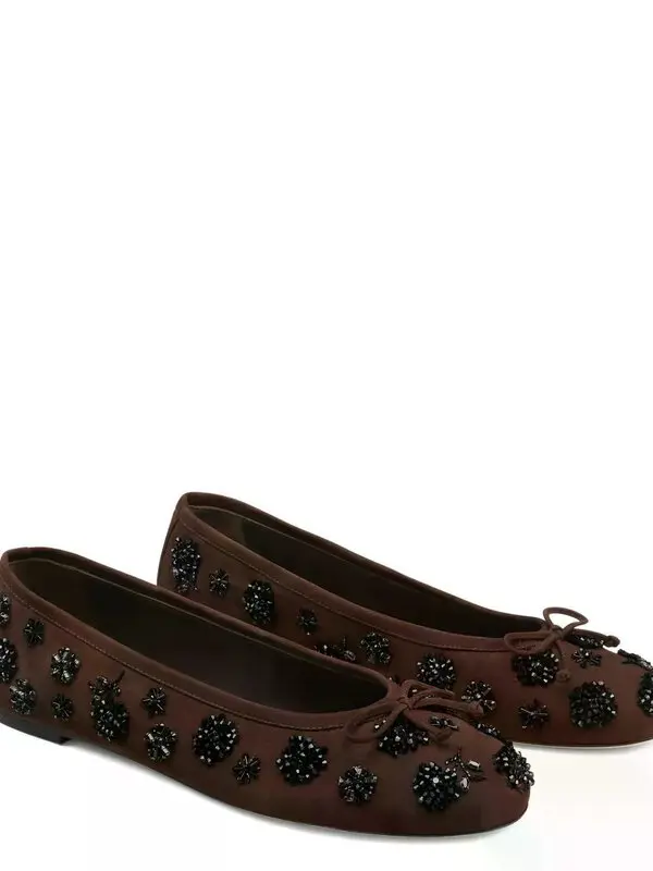 STUART WEITZMAN Prima Bow Embellished Ballet Flat - Brown