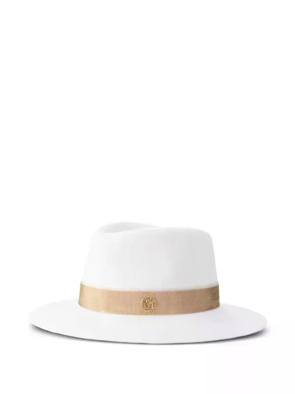 MAISON MICHEL Logo-plaque Wide Brim Hat - White