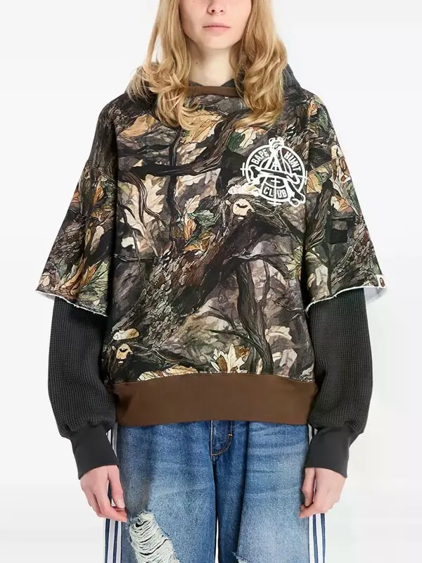 A BATHING APE Tree Edge Camo Layered Hoodie - Brown