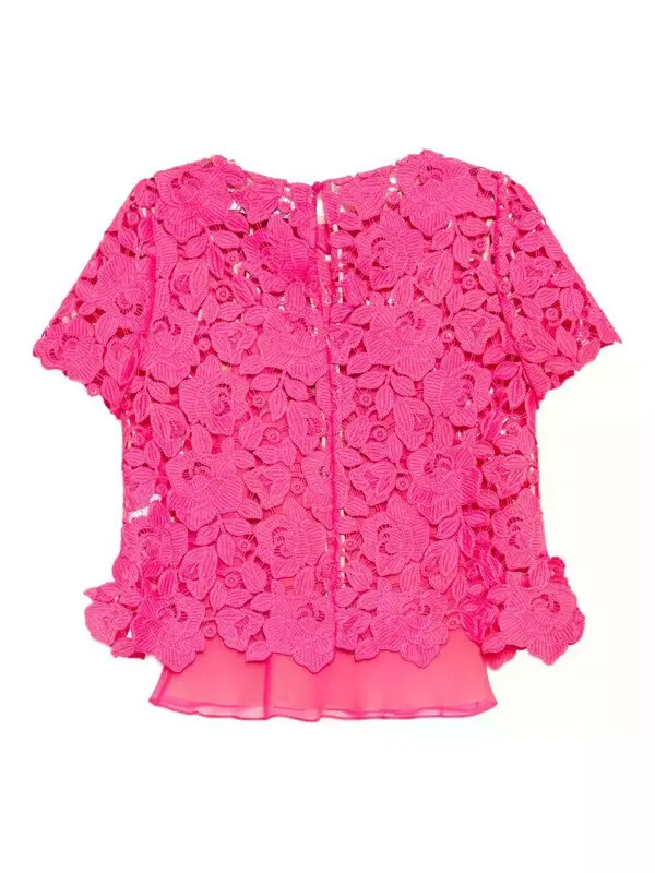 Oscar De La Renta Floral Lace Top