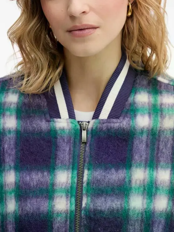 BENETTON Checked Zip-up Jacket - Purple