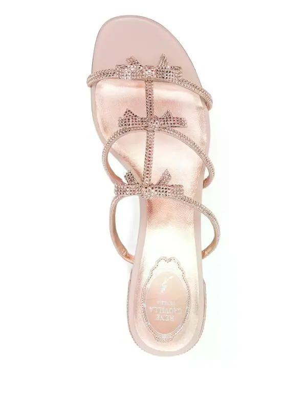 Rene Caovilla 40mm Crystal-embellished Ribbon Sandals - Pink