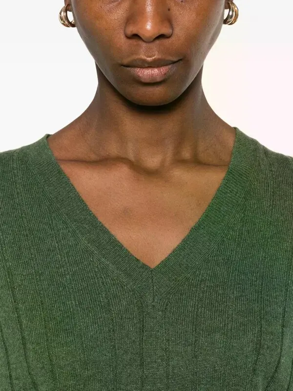 GRAN SASSO Ribbed V-neck Sweater - Green