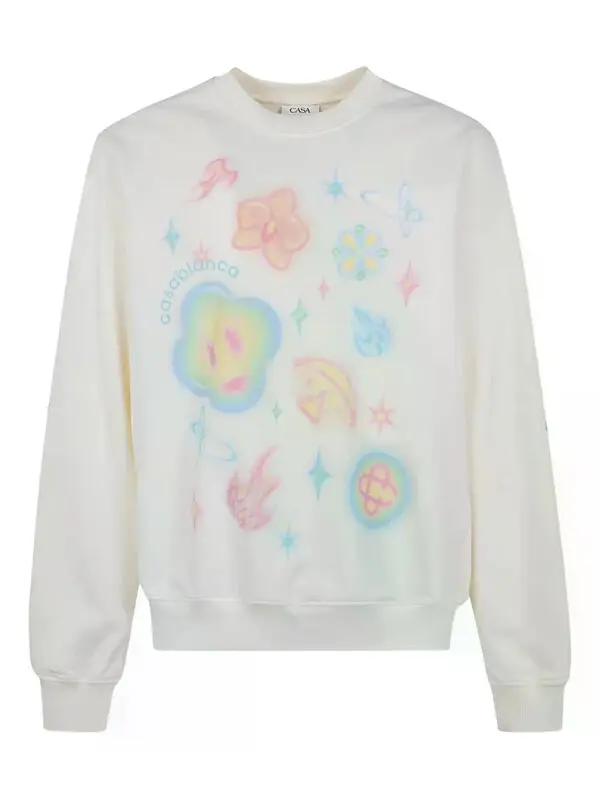 Casablanca Graphic-print Crew-neck Sweatshirt - Neutrals