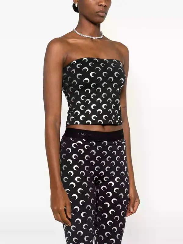 MARINE SERRE Moon Print Tube Top - Black
