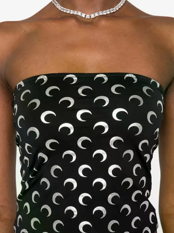 MARINE SERRE Moon Print Tube Top - Black