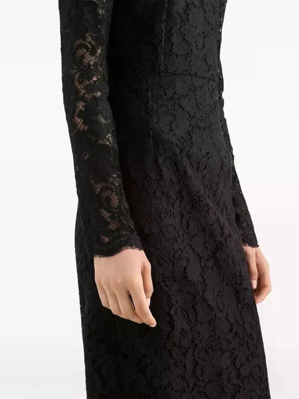 princess polly baby blue dress Dolce & Gabbana Long-Sleeve Lace Midi Dress - Black