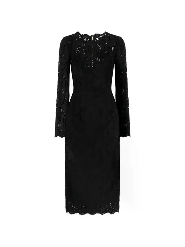 Dolce & Gabbana Long-sleeve Lace Midi Dress - Black
